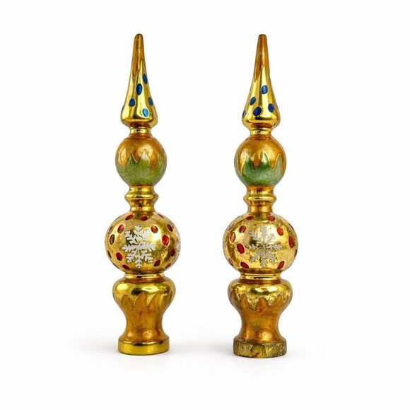 Art | Vintage 1 Solid Brass Decorative Finials Pair Hand Painted Mid ...